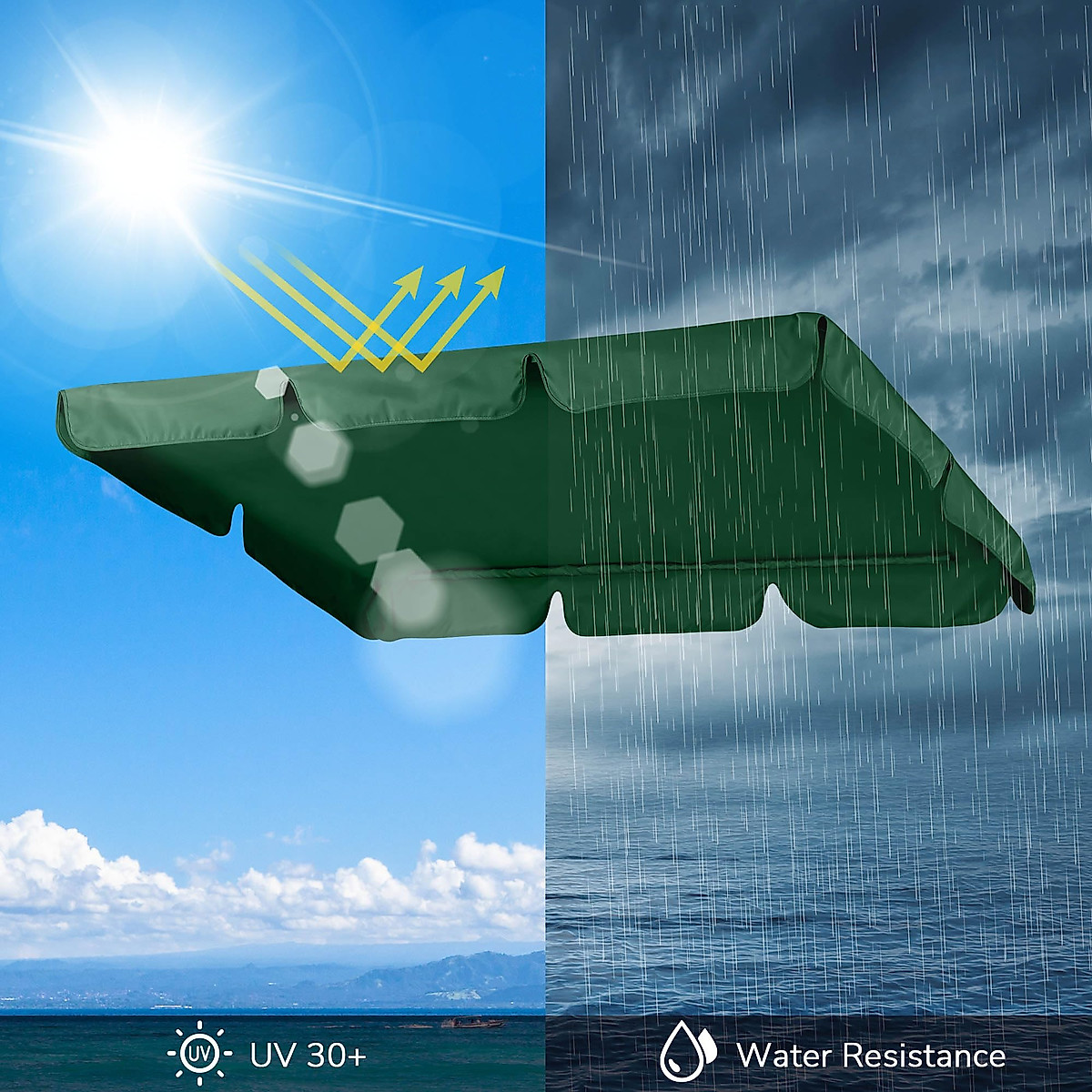 Yescom 64"x47" Deluxe Outdoor Swing Canopy Replacement UV30+ 180gsm Porch Top Cover for Patio Yard Seat Green