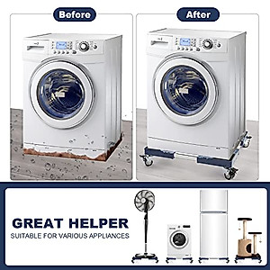 WBD WEIBIDA Adjustable Furniture Dolly with 4 Dual-Locking Wheels, Universal Washing Machine Base Stand, Square Appliance Mover for Refrigerator, Mini-Fridge, Washer & Dryer, Moving Cart