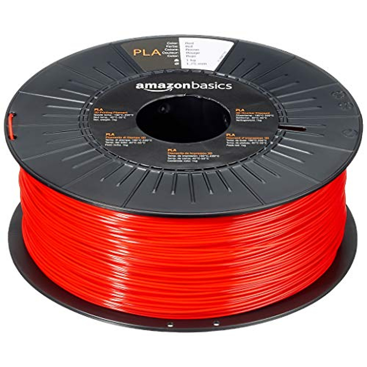 Amazon Basics PLA 3D Printer Filament, 1.75mm, Red, 1 kg Spool