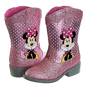 Disney Minnie Mouse Cowgirl Western Boots - Minnie cowboy boot - Pink Glitter (size 7 Toddler)