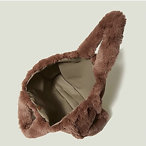 Women Tote Bag Fluffy Faux Fur Handbags Large Capacity Shopping Shoulder Bag Furry Clutch Handbag
