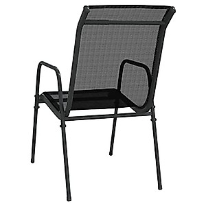 GOLINPEILO Patio Chairs 2 pcs, Outdoor Dining Table Outdoor Furniture Garden Table for Indoor or Outdoor Use, Steel and Textilene Black