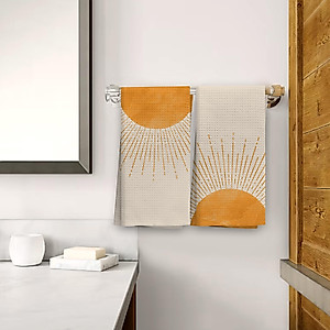 OHSUL Boho Golden Sun Sunrise Sunset Sunshine Highly Absorbent Kitchen Towels Dish Towels Dish Cloth Set of 2,Boho Minimalist Hand Towels Tea Towel for Bathroom Kitchen Decor,Boho Lover Gifts