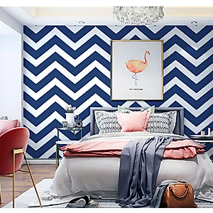 17.3"x118" Peel and Stick Wallpaper White and Blue Stripe Wallpaper Removable Stripe Contact Paper Self-Adhesive Waterproof Wallpaper Decorative Wall Covering Cabinets Furniture Countertop Vinyl Film