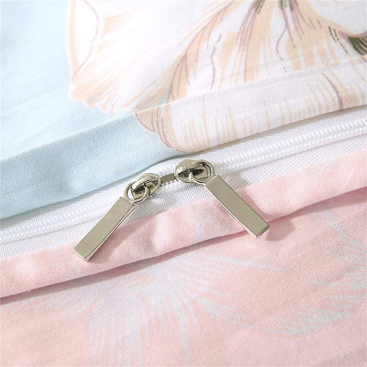 FADFAY Floral Duvet Cover Set 100% Combed Cotton Bedding Sets Reversible Zipper Bedding Chic Floral Bed Sheets (4-Piece, Full Size, 1 Duvet Cover, 1 Flat Sheet, 2 Pillowcases)