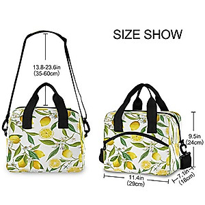 Lemom with Flower Lunch Bag Lunch Bag for Girls Boys Women Men,Insulated and Water-resistant Thermal Cooler Bag with Adjustable Strap for School Office Picnic