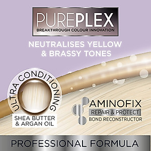 PurePlex Bond Reconstructing Blonde Conditioner. Neutralizes Brassy & Yellow Tones in All Blonde, Lightened and Grey Hair Whilst Repairing and Leaving Hair a Clean, Crisp White Blonde.