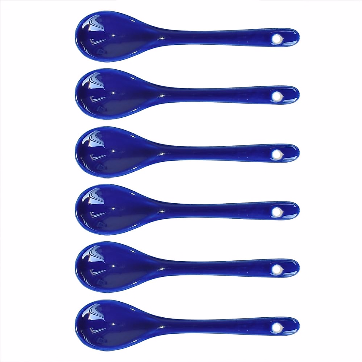Albedel Dark Blue 6 pcs Porcelain Egg Spoons Ceramic Spoons 4.7 inch Coffee Dessert Yogurt Tea Milky Tea