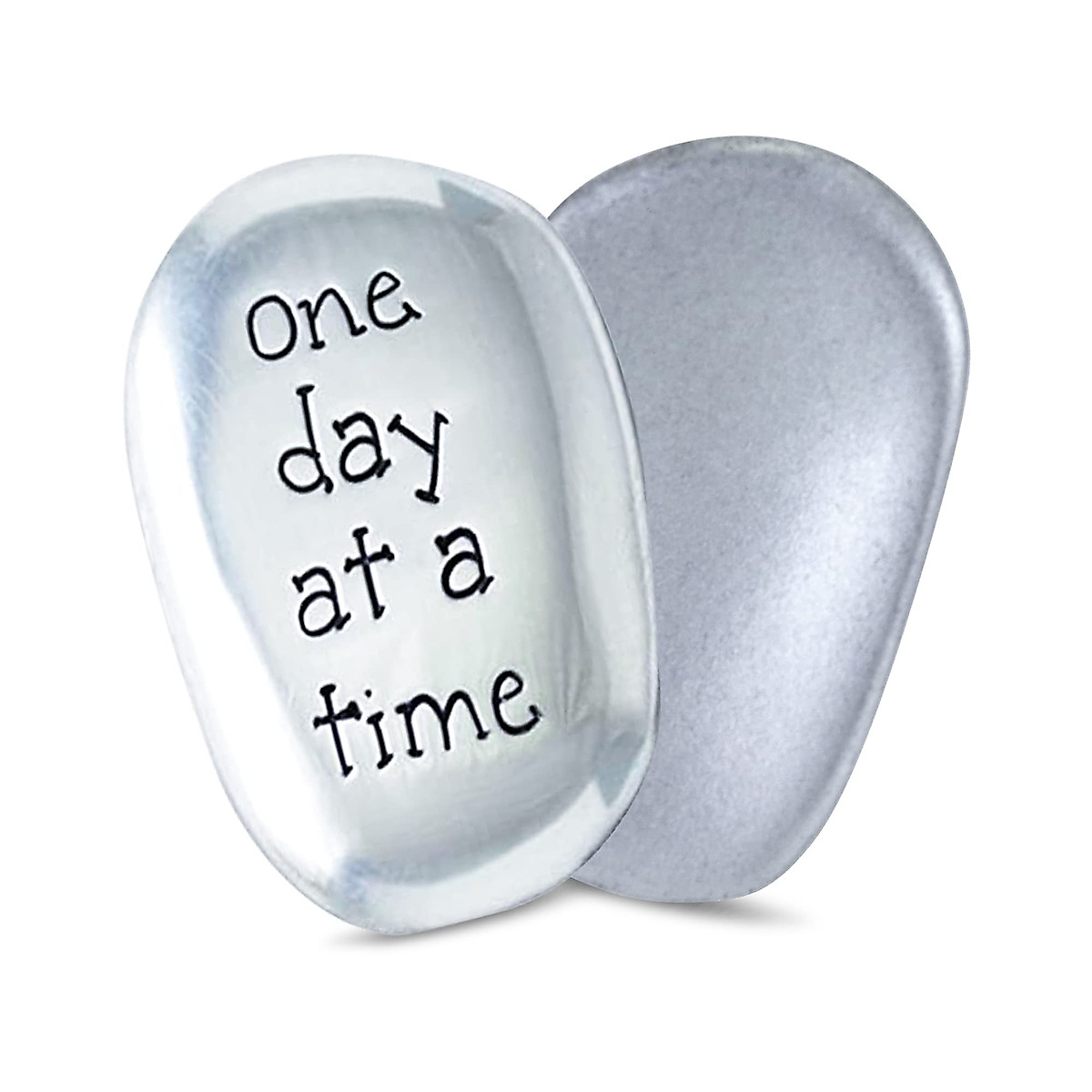 Quadow Thumb Stones ONE Day at A TIME Inspirational Gift Soothing Worry Stone Friend Family Affirmation AA