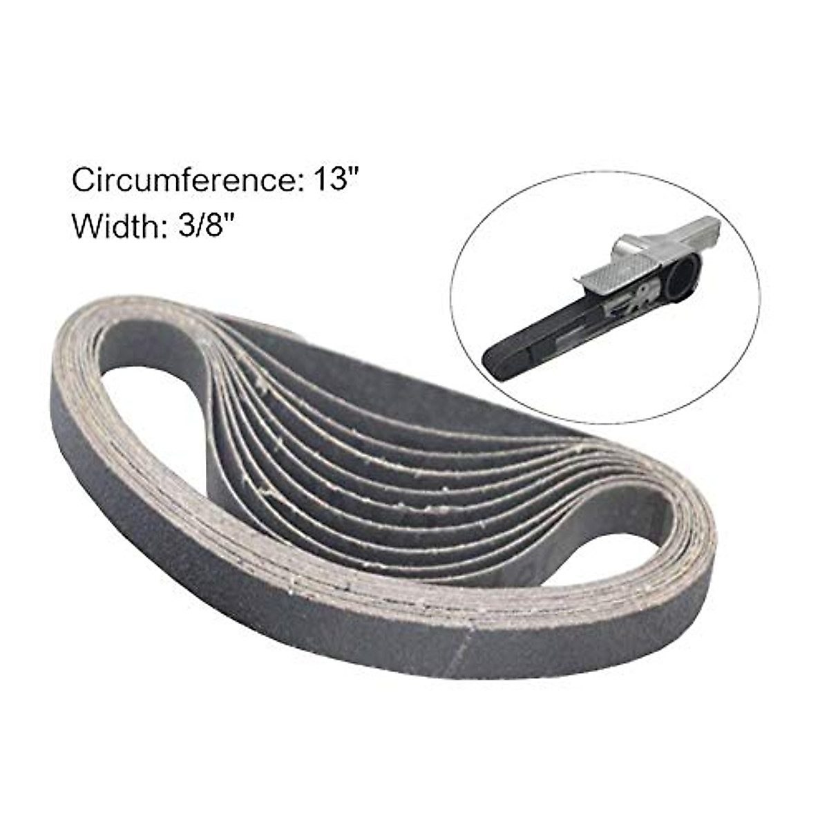3/8 Inch X 13 Inch Sanding Belts, 4 Each of 80/120/240/320/400 Grits, Premium Knife Sharpening Sanding Belt Sander Tool for Woodworking, Metal Polishing, Silicon Carbide Sanding Belts (20 Pack)