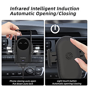 Wireless Car Charger Smart Wireless Auto-Sensor Car Phone Holder Charger, Car Phone Holder Mount Wireless Fast Charging for iPhone 14/14 Pro/13/13 Pro/12/12 Pro/11/11Pro,Samsung S22/S21/S20(Black)