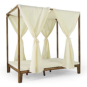 Christopher Knight Home OUTDOOOR Chaise Lounge, Teak and Cream