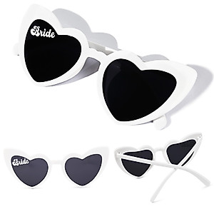YOGFIT Bride Heart Sunglasses for Women Fashion Classic Love Eye Protection Sunglasses Vintage Cute White Heart Sunglasses for wedding