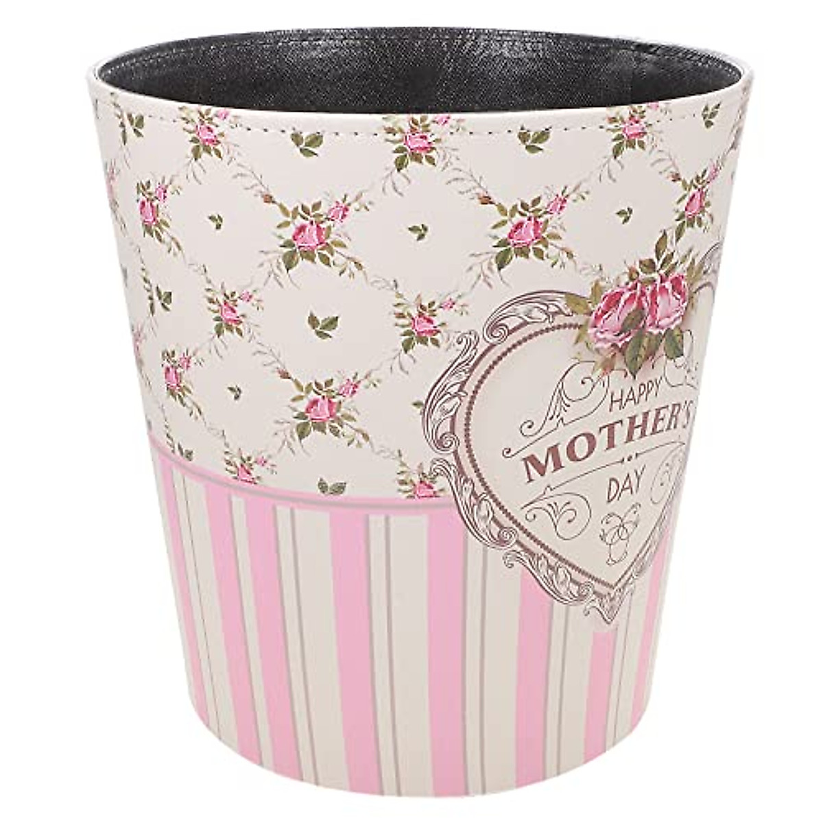 Zerodeko Office Decor Car Decor Retro European Waste Paper Basket Round PU Leather Waste Bin Flower Trash Can Office Garbage Bin Container Without Lid 10L () Office Decor Car Decor