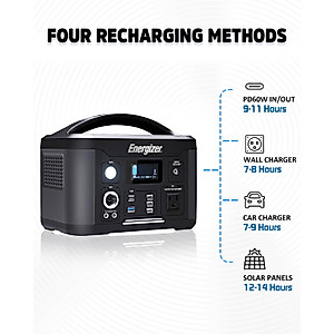 Energizer Portable Power Station PPS700 626Wh Battery 110V/600W Backup Lithium Battery, 110V/600W Pure Sine Wave AC Outlet, Solar Generator for Outdoors Camping Travel Hunting Blackout
