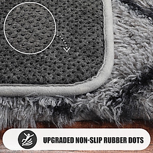 ONASAR Large Modern Area Rug for Living Room Bedroom, 6x9 Floor Rug, Grey and Black Rug, Moroccan Geometric Shag Rug for Office, Playroom, Kids Room, Fluffy Plush Fuzzy Rug, Big Throw Carpet