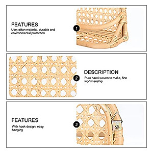 FRCOLOR Rattan Wall Shelf Floating Shelf Decorative Shelves Hanging Basket for Kitchen Bathroom Boho Nursery Wall Decor