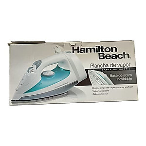 Hamilton Beach Retractable Cord Iron, 14212, Durable stainless steel soleplate for smooth glide over fabrics