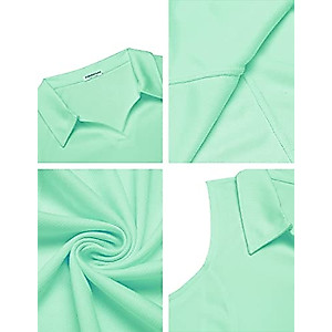 COOrun Polo T Shirts for Women Sleeveless Golf Polo Shirt Slim Fit Tennis Tops Lightweight Tennis Shirts,Light Green Large