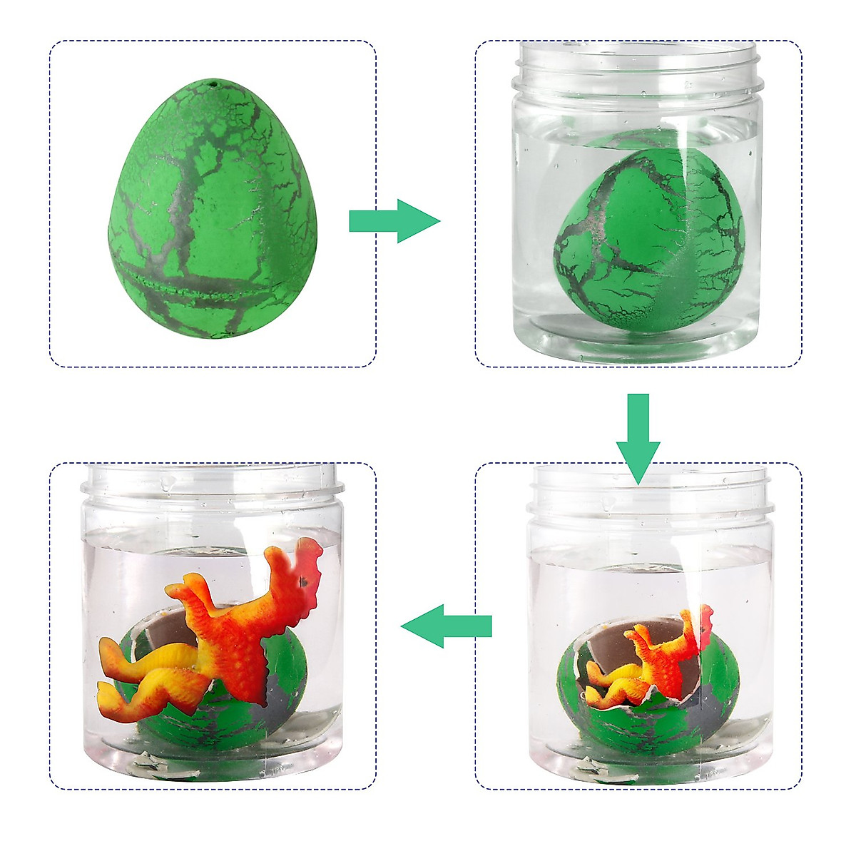 Kictero 12 Pcs Dinosaur Eggs with Bonus10 Pcs Dinosaur Stamps, Crack Easter Dinosaur Eggs That Hatch in Water, Grow Eggs with Dinosaur Figures Inside Toy for Boys/Girls, Birthday Party Favors