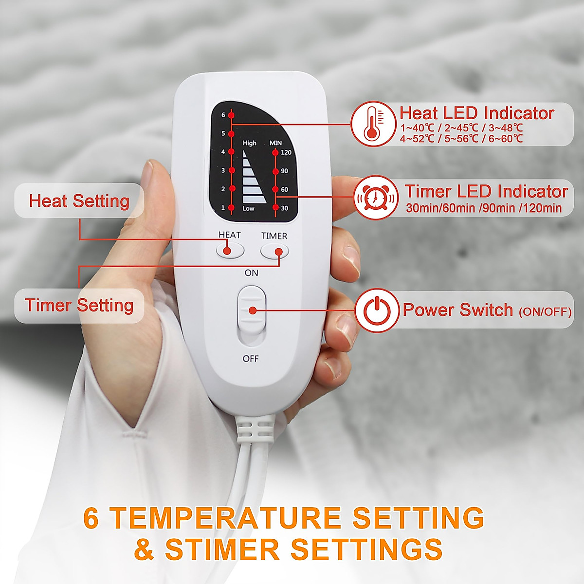 Electric Heating Pads,Heating Pads for Back,Shoulder,Hot Pad for Neck and Arms,Abdomen,Moist Heated Pad for Legs and Knee,Auto Shut Off(Light Gray, 24''×12'')