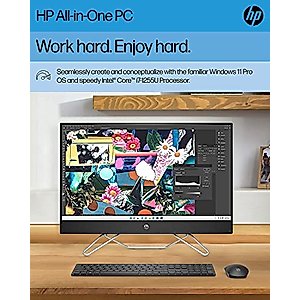 HP 27-inch FHD IPS 2022 ~ Newest ~ All-in-One Desktop Computer 10-Core 12th Intel Core i7-1255U Iris Xe Graphics ~ 16GB DDR4 1TB SSD ~ Bluetooth Windows 11 Pro White Wireless KB Mouse 32GB USB Drive