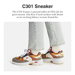 Coach Women's C301 Sneaker, Green/Buttercup, 8