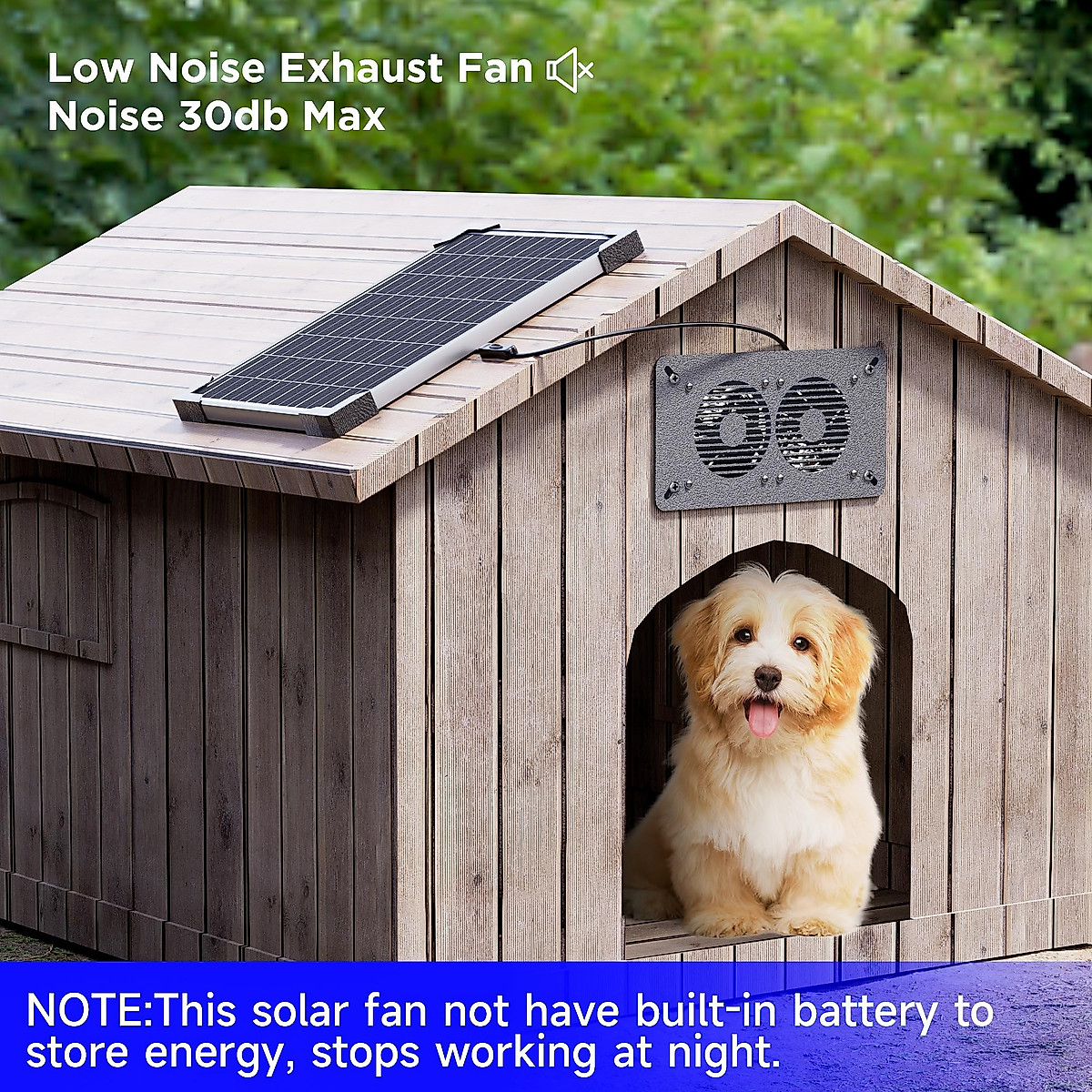 Voltset Solar Powered Fan, 15W Pro Solar Panel IP65 Waterproof with Solar Exhaust Fan for Greenhouse, Shed, Chicken Coop, Pet Houses, Outside