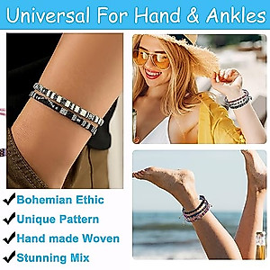 5pcs Surfer Beach Bracelet Ankle Set Men Women, Bracelets For Men, Men's Bracelets Rope Handmade Boho Summer Waterproof Ankle Bracelets for Women Woven Bracelets Ethnic Hippie, Friendship Bracelets