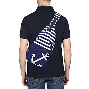 Navy Blue Love Anchor Nautical Sling Bag Crossbody Daypack Travel Hiking Mini Fashion Shoulder Backpack for Men Women Kids