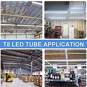 (Pack of 6)T8 4FT LED Integrated Tube Light Fixture, 24W Shop Light with ON/Off Switch Power Cord,6000K Supper White,Clear Cover,Single Strip Indoor Connectable Lamp,Replace Fluorescent Bulb Light