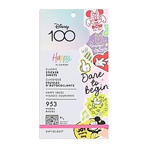 Happy Planner Disney Sticker Pack, Easy-Peel Multicolor Stickers for Journals, Planners, and Calendars, Scrapbook Accessories, Happy Faces Theme, 30 Sheets, 953 Stickers Total