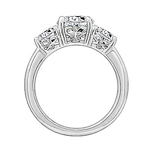 Amazon Essentials Platinum-Plated Sterling Silver Round 3-Stone Ring made with Infinite Elements Cubic Zirconia (3 cttw), Size 8 (previously Amazon Collection)