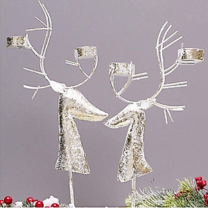 Lingtoolator Holder,Christmas Deer Candlestick Style Candle Holder Retro Center Party Ornament Decor,for Home Hotel Restaurant Dining Table Well Made (Size : 4523cm)