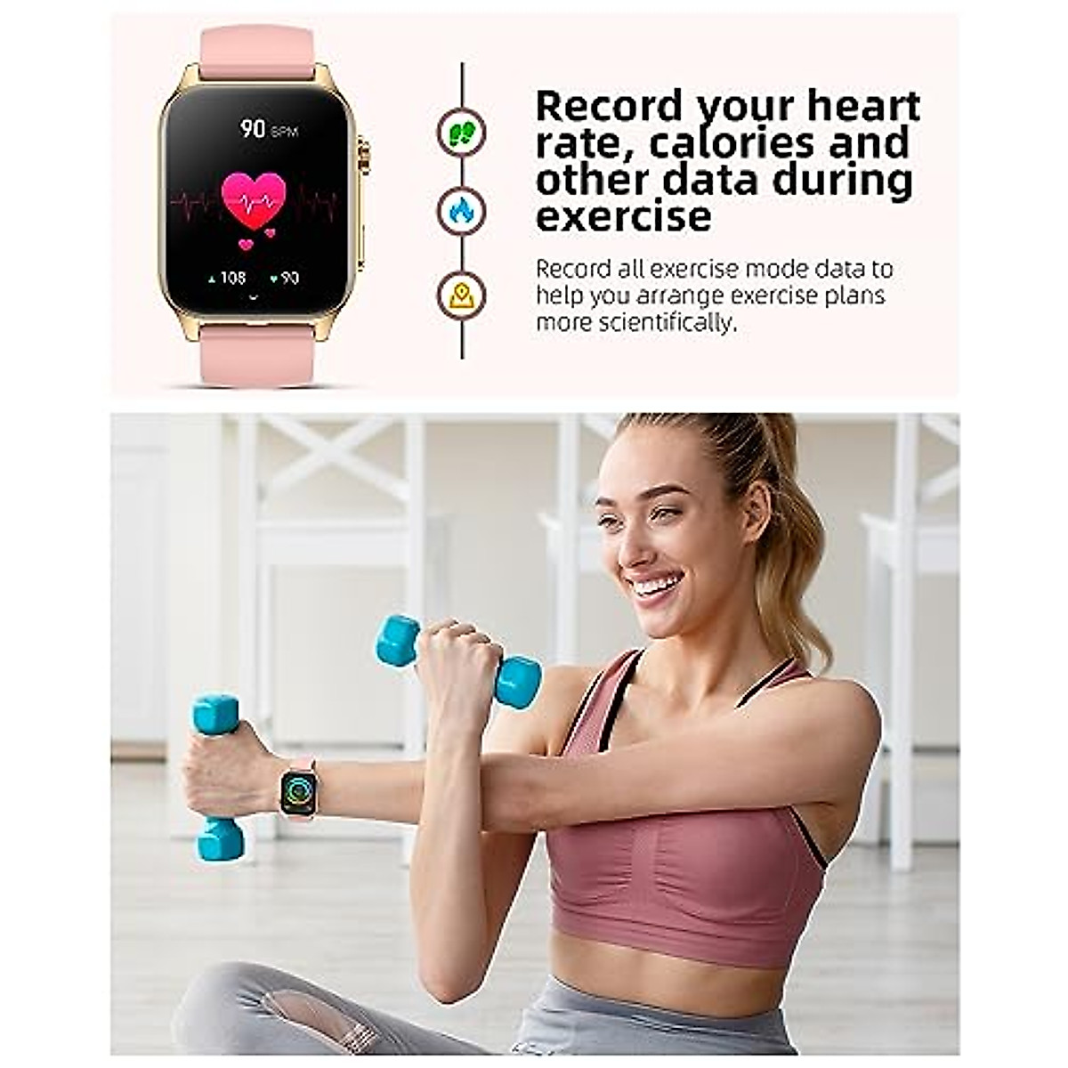 Smart Watch, Infrared True Blood Oxygen Monitor, 1.91" HD Smartwatch for Women with Heart Rate, Blood Pressure, Sleep Monitor, IP68 Waterproof Fitness Tracker Compatible with Android iOS iPhone