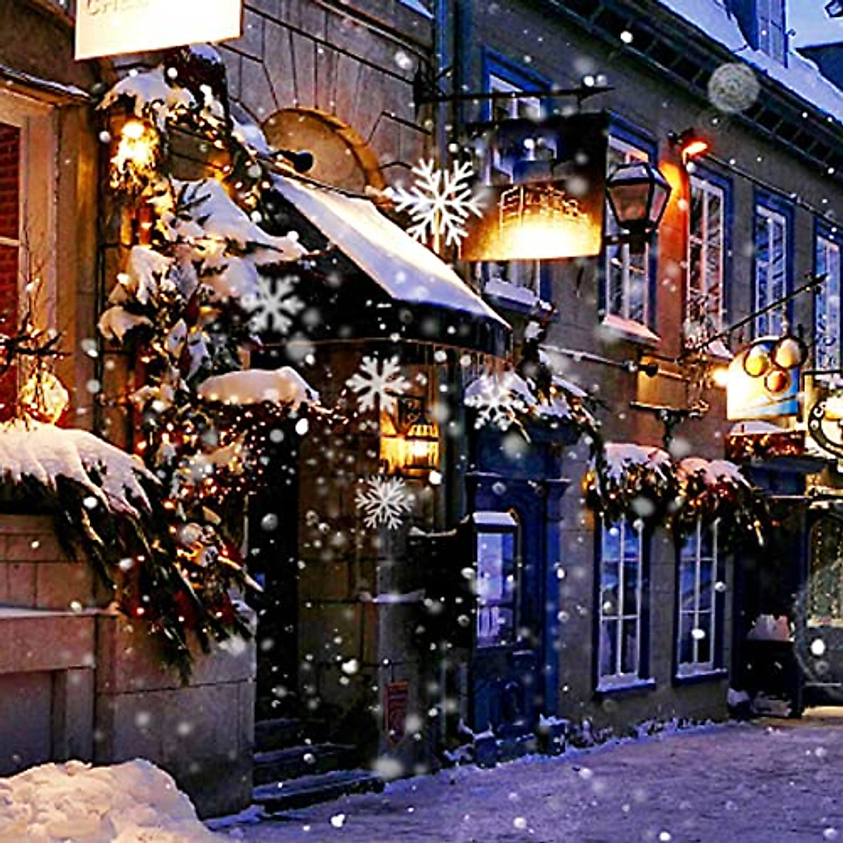 eletecpro Christmas Projector Lights Outdoor, IP44 Waterproof White Snow LED Snowflake Projector Lights Christmas Snowfall Lights, Upgrade 180° Rotating Holiday Lights