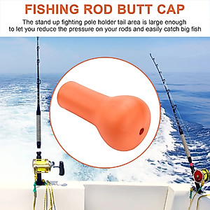 Pteanecay Rod Butt Cushion Fishing Cap,Floating Eva Foam Fishing Rod Cover for Large Fishing Rods (Orange)
