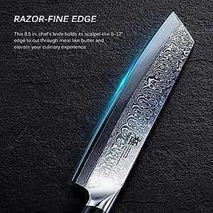 KYOKU Kiritsuke Chef Knife 8.5" - Shogun Series - Japanese VG10 Steel Core Forged Damascus Blade - with Sheath & Case