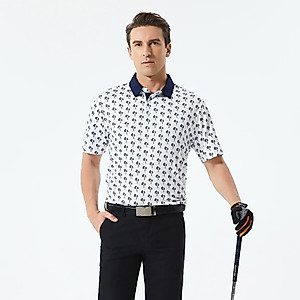 TRUSMOL Men's Golf Shirts Short Sleeve Dry Fit Print Moisture Wicking Casual Polo Shirt