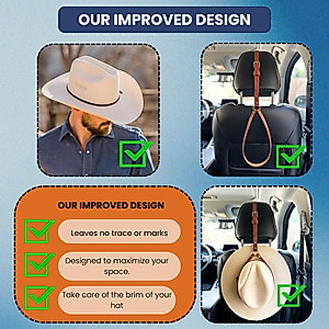 schevzov Cowboy Hat Holder for Truck - Cowboy Hat Holder for Pickup Truck, Car - Cowboy Hat Hanger Maintains The Original Shape of The Hat, Cowboy Hat Rack with Soft Bristle Brush (BROWN)