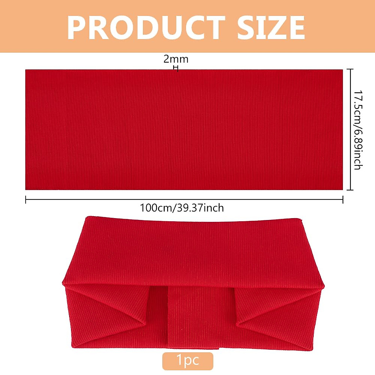 BENECREAT 39x6.9 Inch Knitted Rib Fabric, Dark Red Rib Cuff Fabric, Polyester Ribbing Fabric for Waistband Neckband Cuffs Jacket Extension, Clothing Accessories