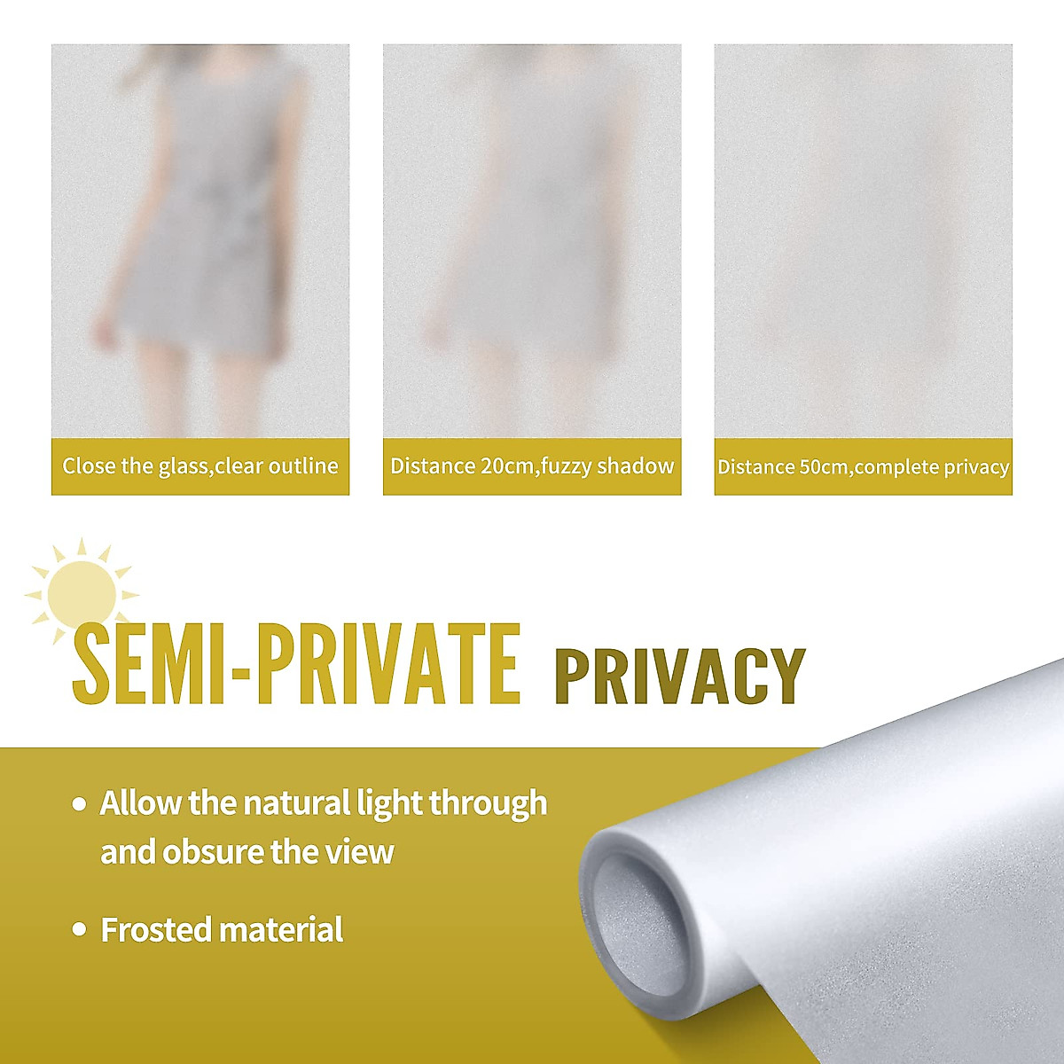 BoeHiop Window Privacy Film, Abstract Blue Ink Marble Texture Frosted Window Clings, Decorative Glass Covering Decals, Non-Adhesive Vinyl, 17.7 x 23.6 in