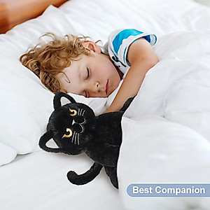 SuzziPals Coolable & Heatable Grumpy Black Cat Stuffed Animals, Lavender Scented Microwavable Plush Toys Heating Pad for Soothing & Period Discomfort, Kitty Plushie for Bedtime Cuddle, Warming Gift
