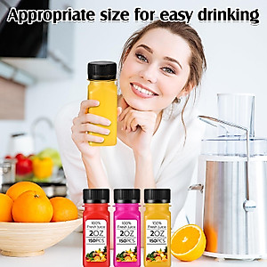 Sliner 150 Pcs 2oz Clear Plastic Bottles Mini Juice Bottle with Black Screw Lid Small Empty Reusable Liquid Vial Freezer Safe Drinking Beverage Container Leak Proof for Juice Milk Water Beverages