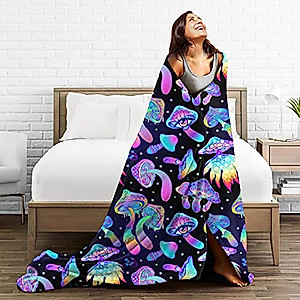 Mushroom Throw Blanket for Couch, Mushroom Decor Aesthetic Blankets, Flannel Cozy Soft and Lightweight Blanket for Bed Sofa, Funny Warm Gifts for Birthday Christmas Fathers Mothers Day, 60x50 Inches