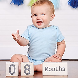 Mud Pie Milestone Blocks, White/Blue