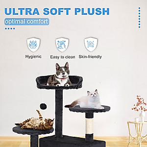 FDW Cat Tree 54in Cat Tower Multi-Level Durable Cat Scratching Post & Cozy Fun Cat Jumping Platform Space Saving Cat Condo Pet Play House for Indoor Cats,Dark Gray