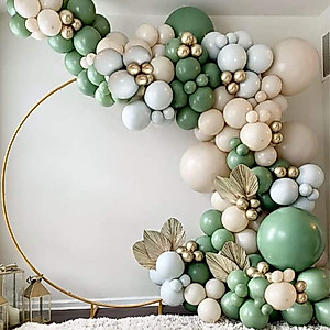 Sage Green Balloon Garland Arch Kit - 154pcs Avocado Green Balloon with Blush Balloons Gold Balloons and Macaron Gray Balloons for St Patricks Day Decorations Birthday Party Baby Shower