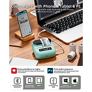 Phomemo Label Maker, M220 Portable Bluetooth Wireless Inkless Label Printer, 3 Inch Barcoden Labeler, Great for Home, School & Office, Compatible with Phone, PC, with 3 Label