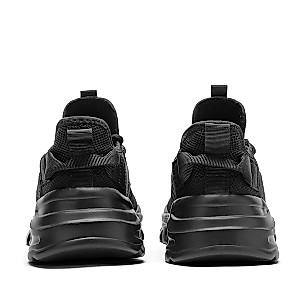 Men's Slip on Walking Shoes Tennis Running Sneakers Lightweight Breathable Casual Soft Sole Comfort Work Gym Trainers Black